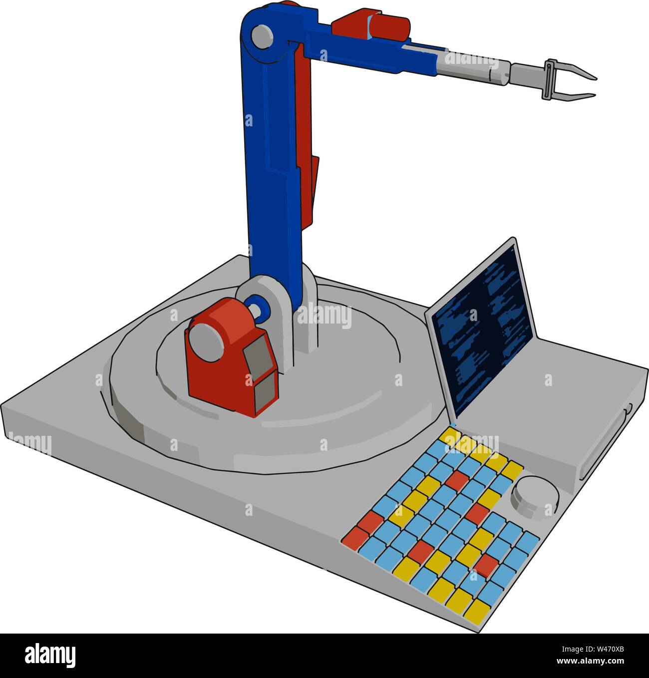 Blue robot machine, illustration, vector on white background Stock ...