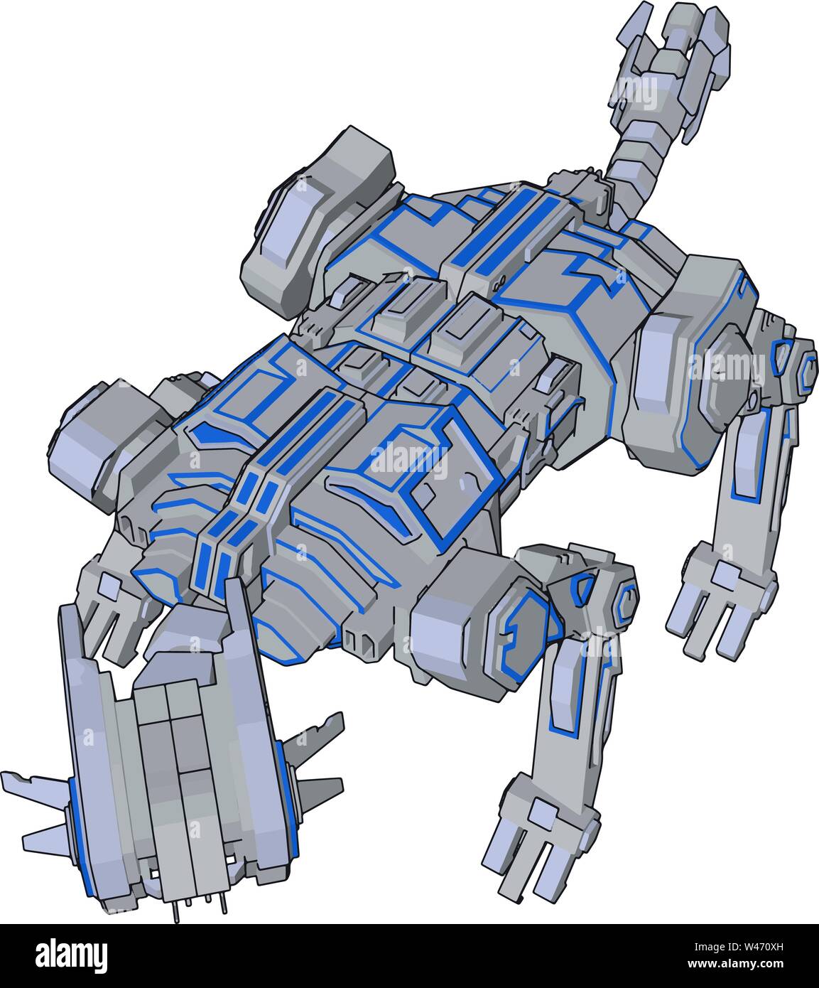 Dog blue robot, illustration, vector on white background Stock Vector ...