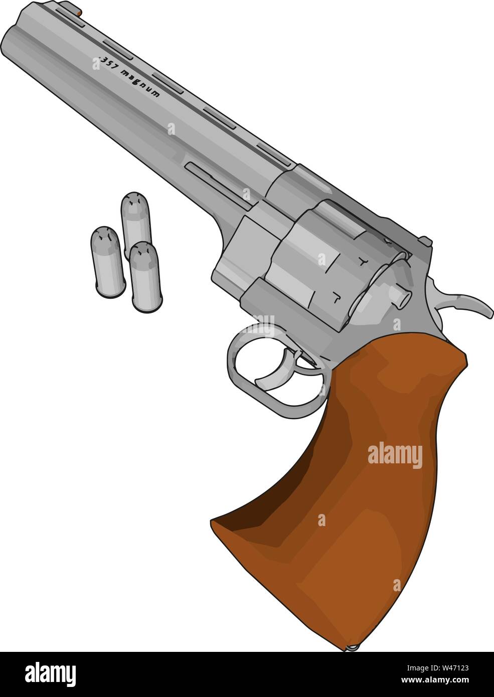 Drawing revolver on white Cut Out Stock Images & Pictures - Alamy