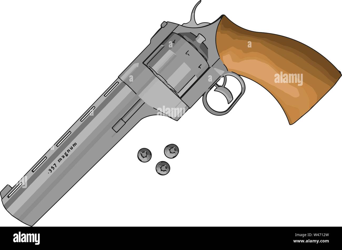 Drawing revolver on white Cut Out Stock Images & Pictures - Alamy