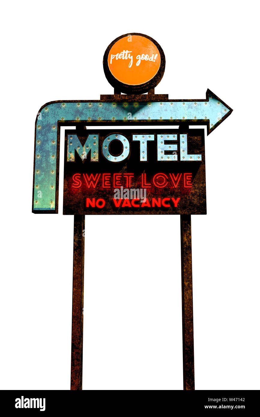 motel sign isolated on white background 3d illustration Stock Photo - Alamy