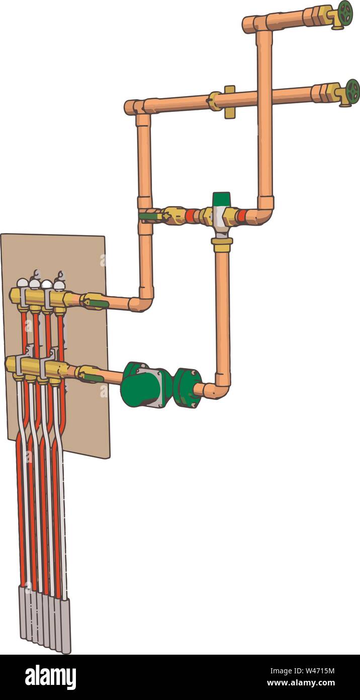 Factory machine with pipes, illustration, vector on white background ...