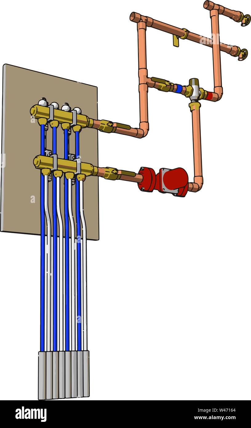Factory machine with pipes, illustration, vector on white background ...