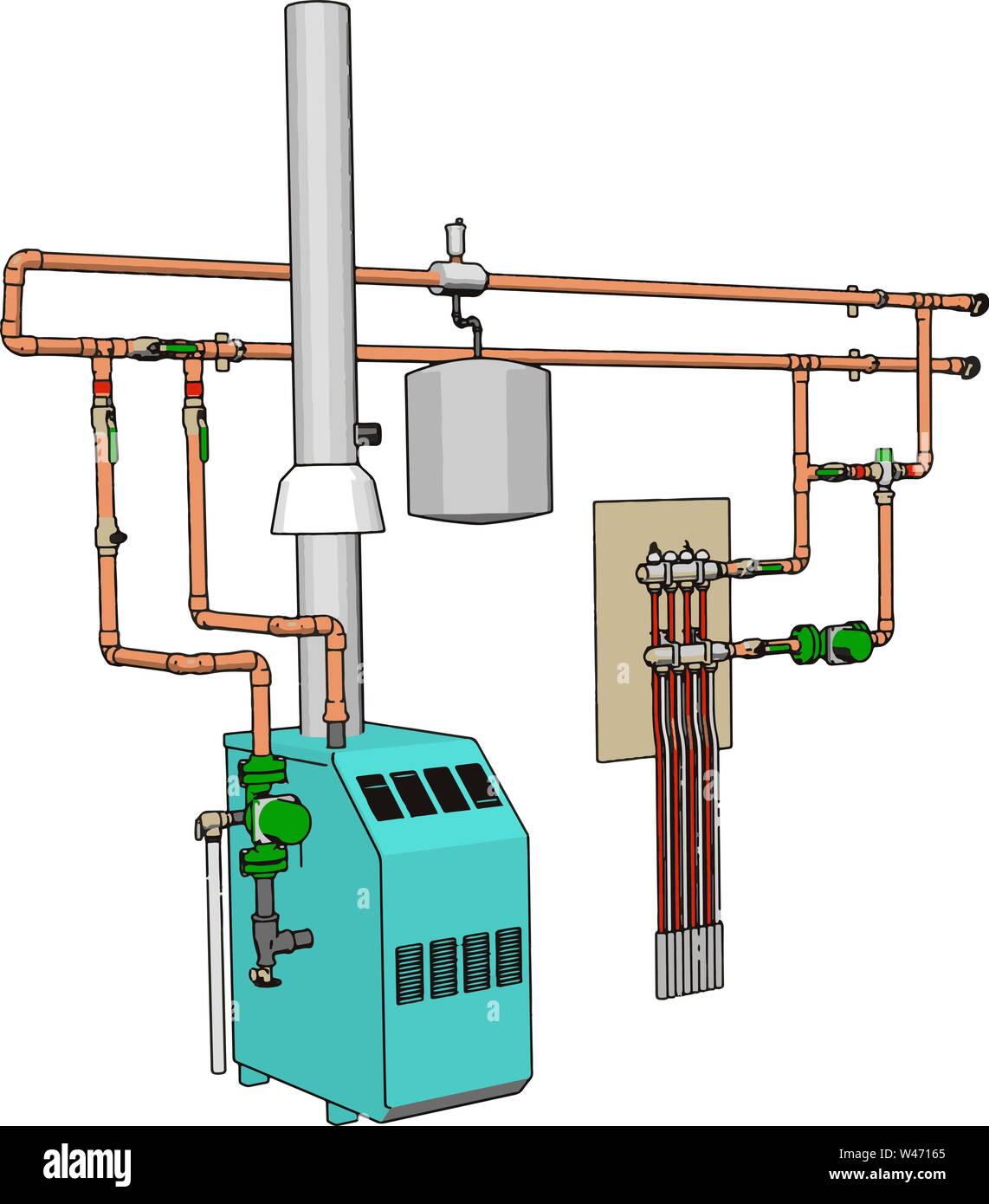 Light blue factory machine, illustration, vector on white background ...