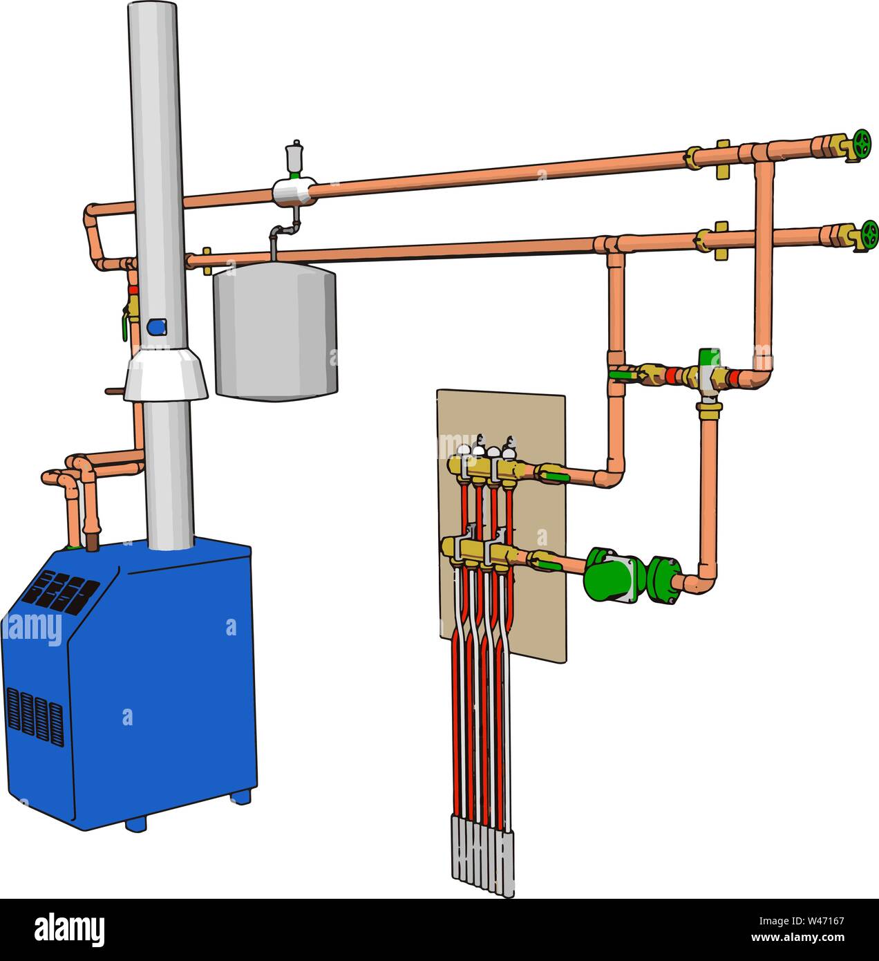 Blue factory machine, illustration, vector on white background Stock ...