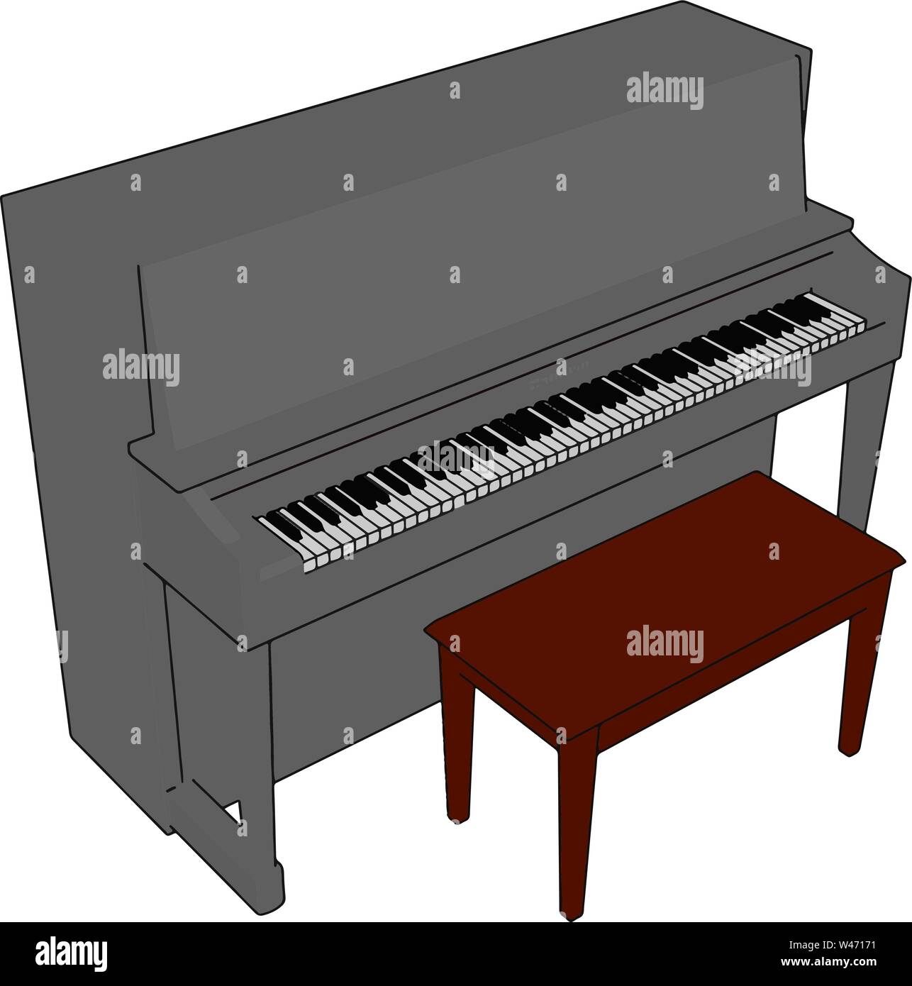 Gray piano, illustration, vector on white background Stock Vector Image ...
