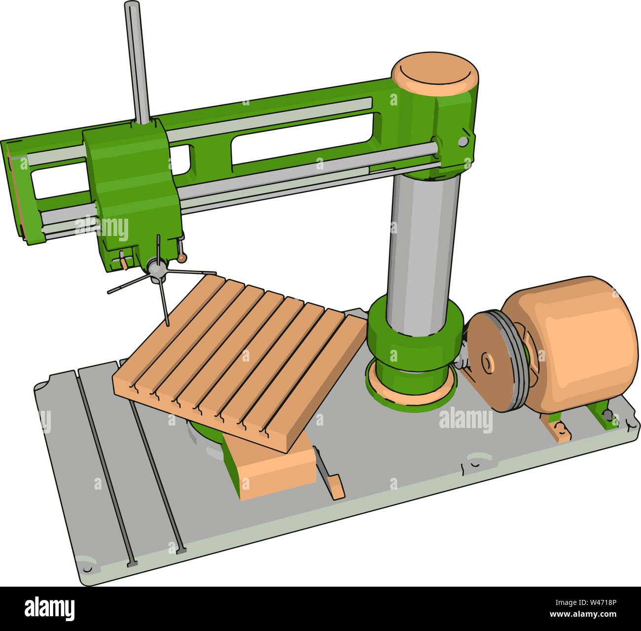 Factory machine tool, illustration, vector on white background Stock ...