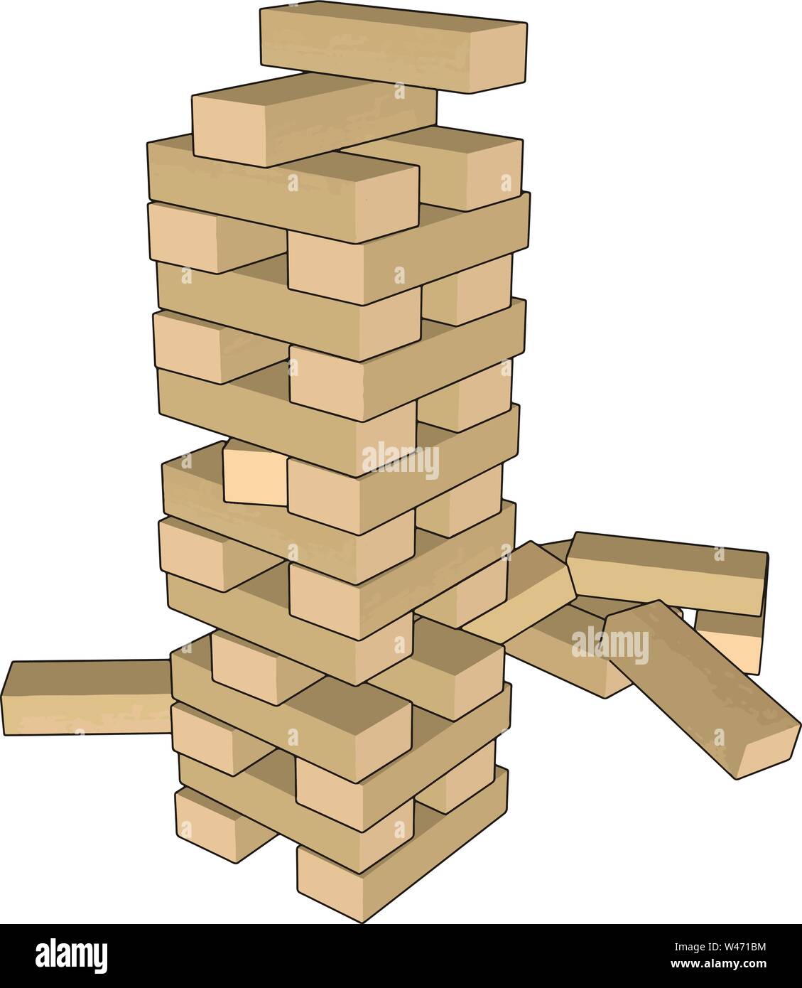 Wooden friendly game, illustration, vector on white background Stock ...