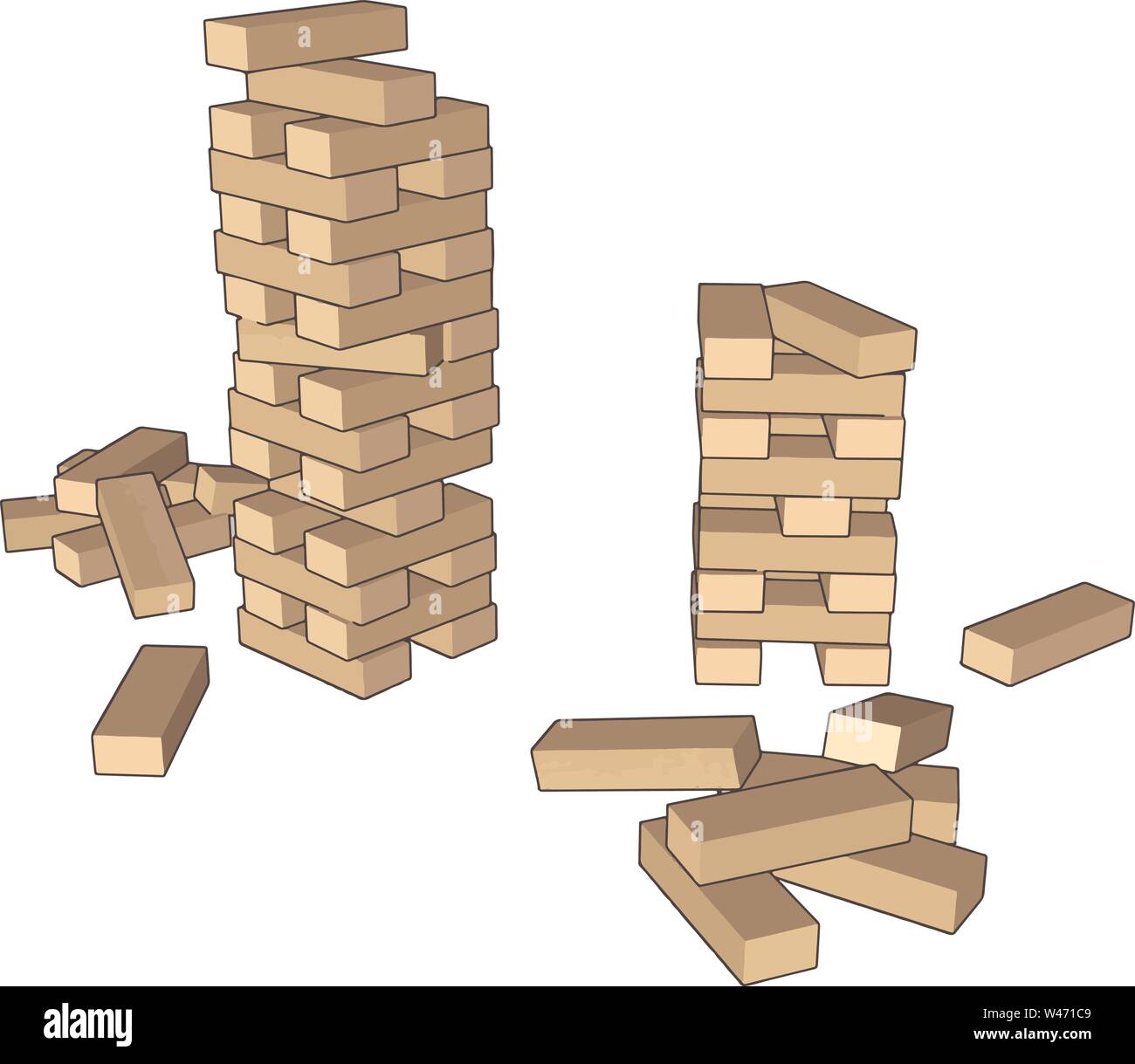Wooden friendly game, illustration, vector on white background Stock ...