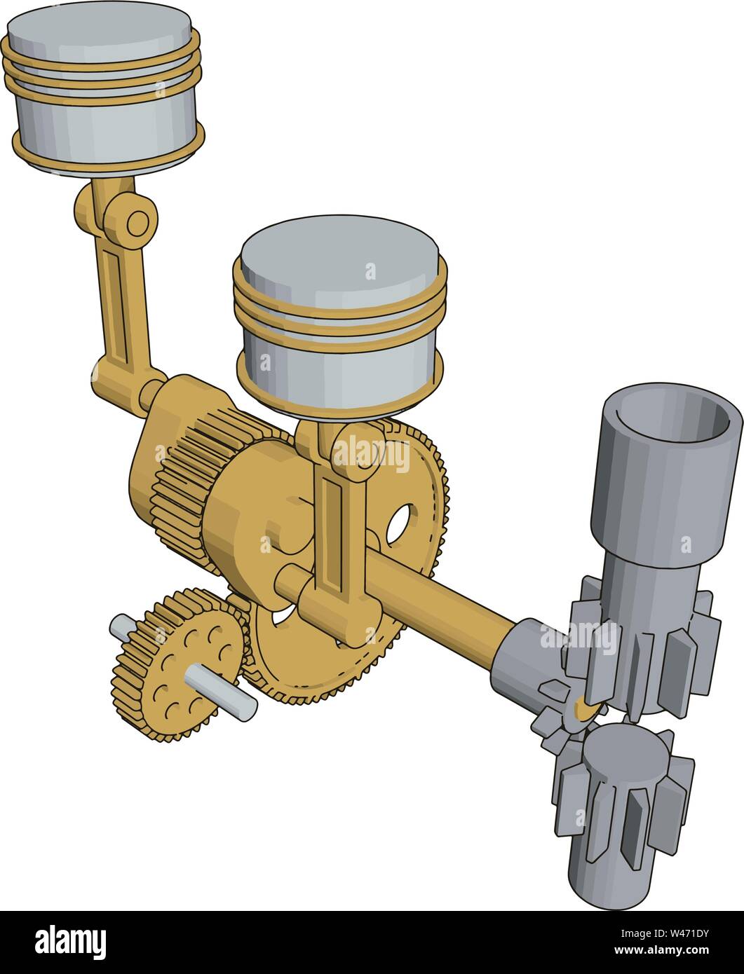 Yellow machine tool, illustration, vector on white background Stock ...