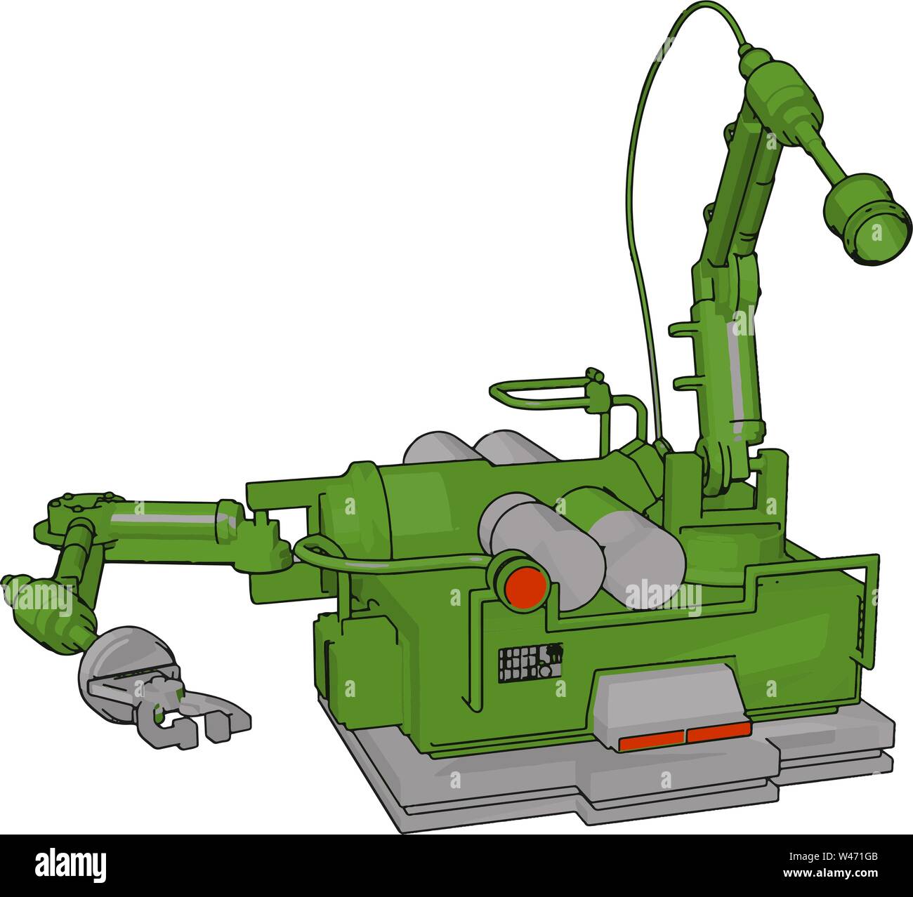 Green engineering machine, illustration, vector on white background ...