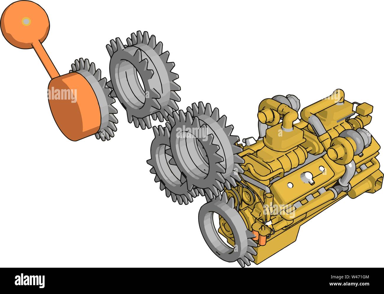 Tooth gears, illustration, vector on white background Stock Vector ...