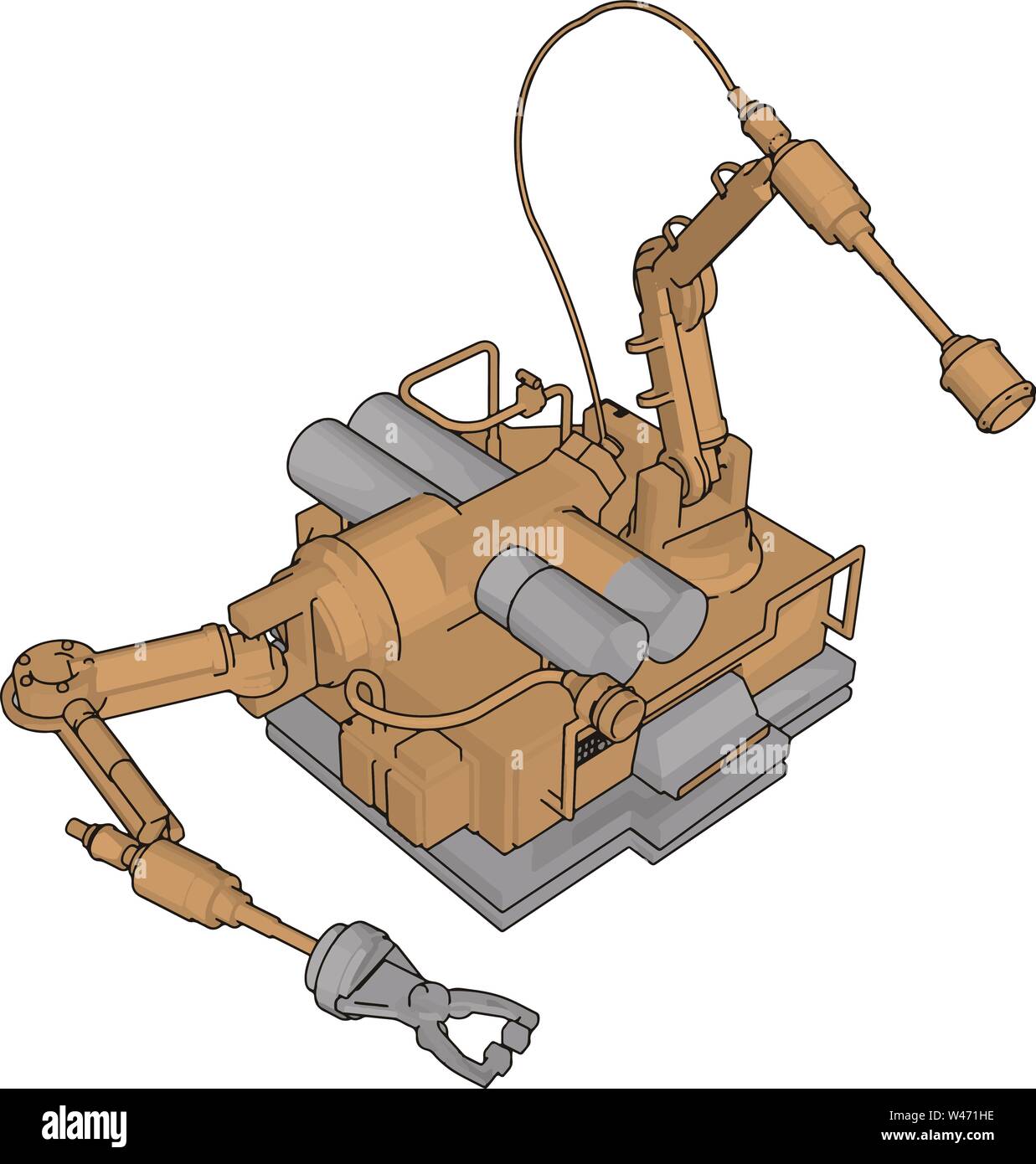 Engineering machine, illustration, vector on white background Stock ...