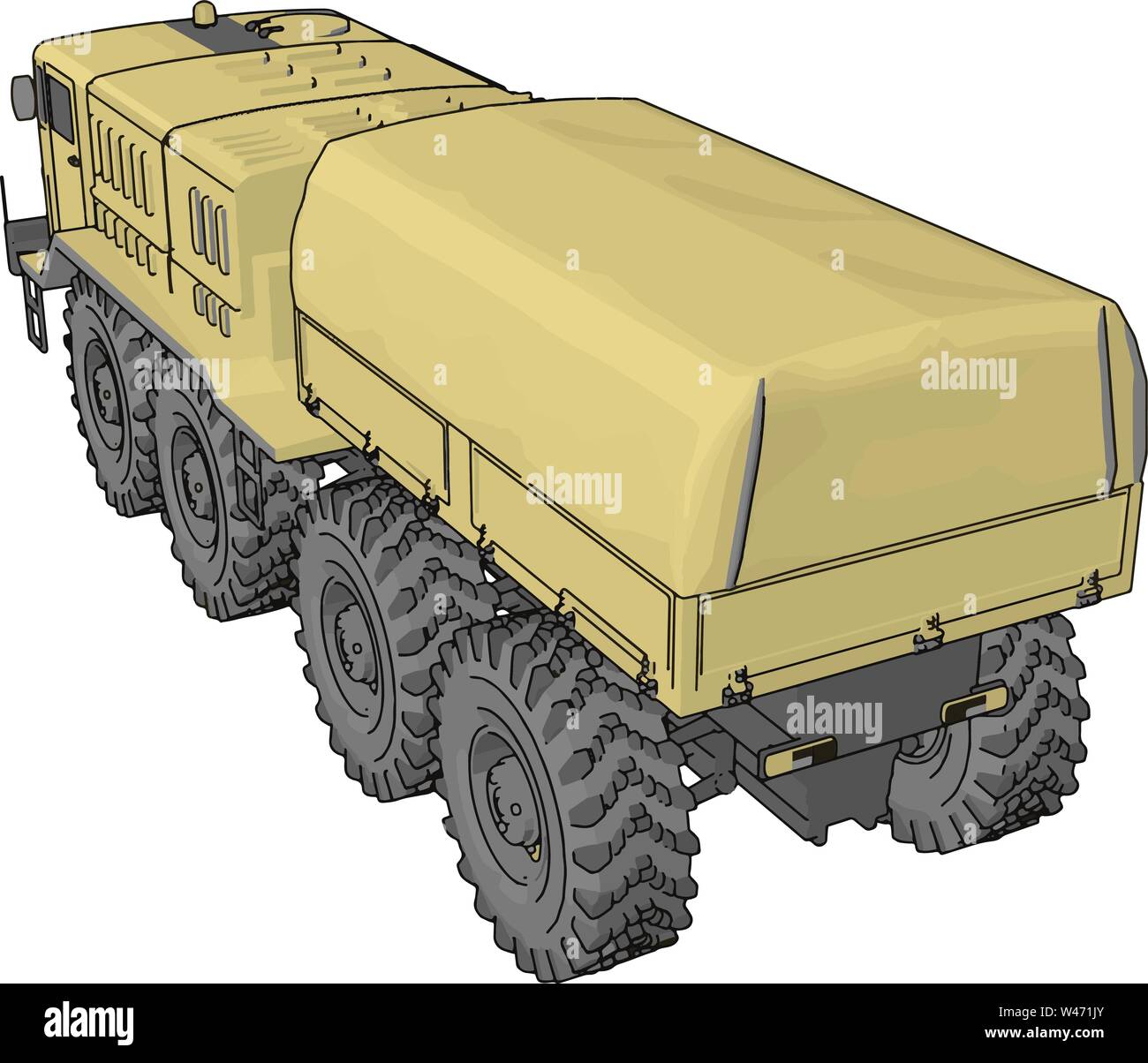 Sand military vehicle, illustration, vector on white background Stock ...