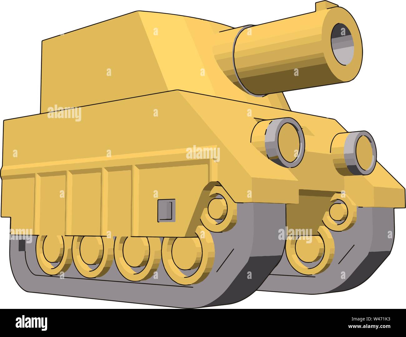 Small yellow tank, illustration, vector on white background Stock ...