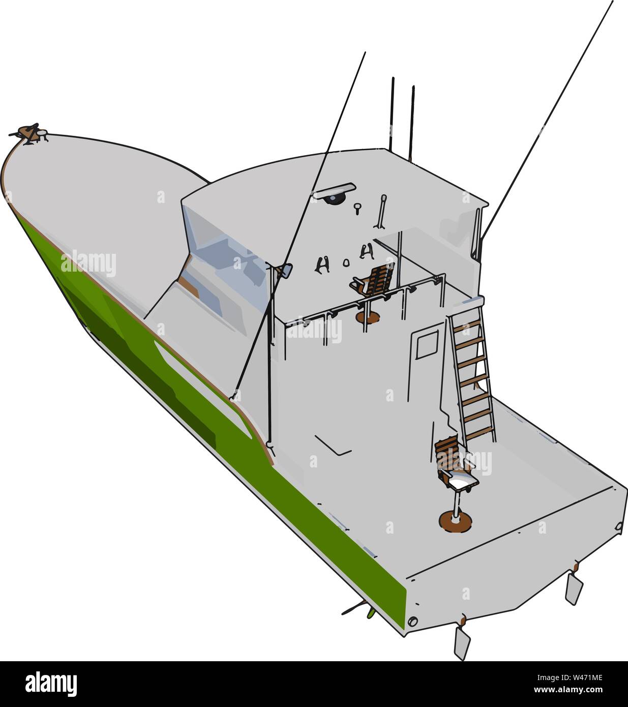 Patrol boat, illustration, vector on white background Stock Vector ...