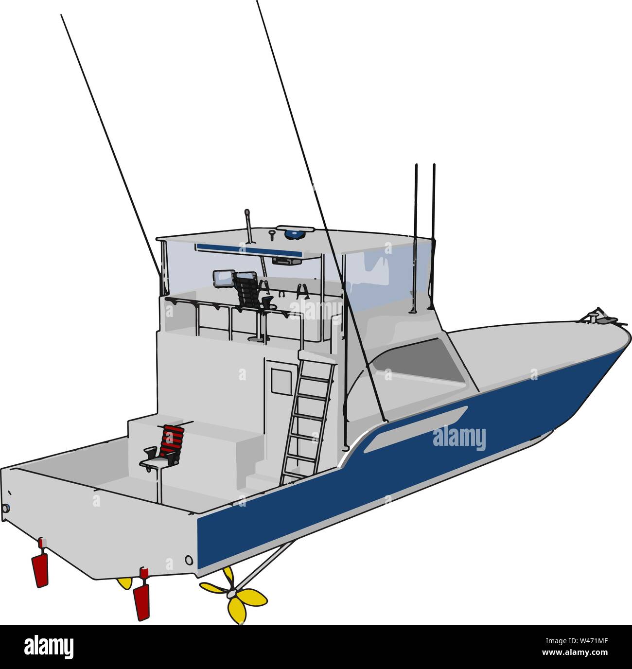 Patrol boat, illustration, vector on white background Stock Vector ...