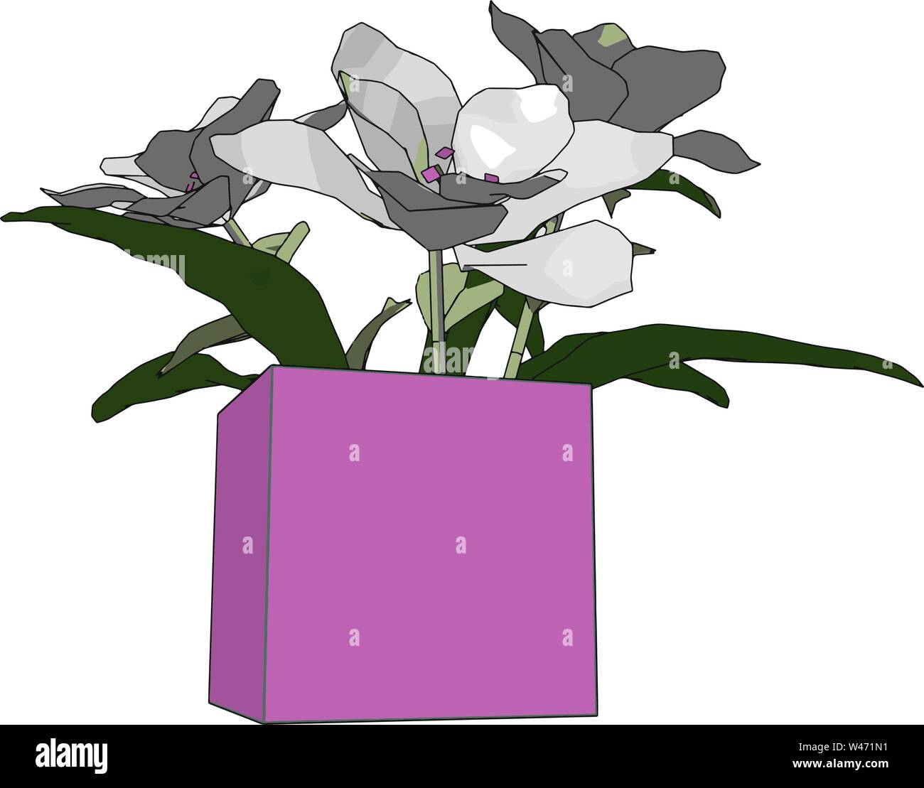 Flowers in pink pot, illustration, vector on white background Stock ...