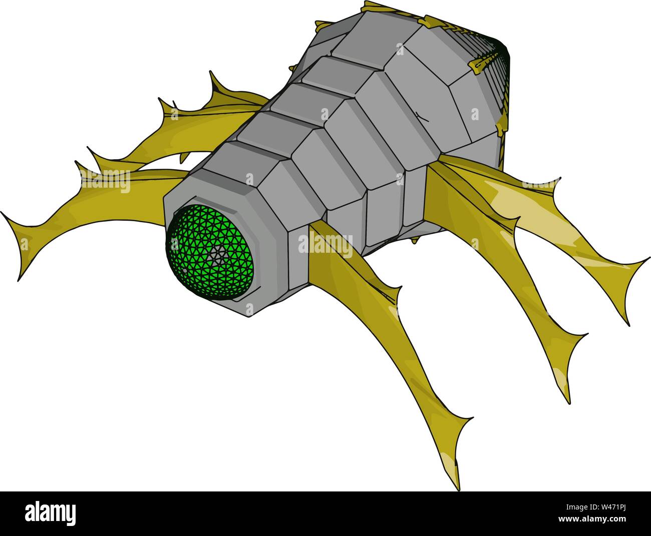 Cyborg bug with yellow legs, illustration, vector on white background ...