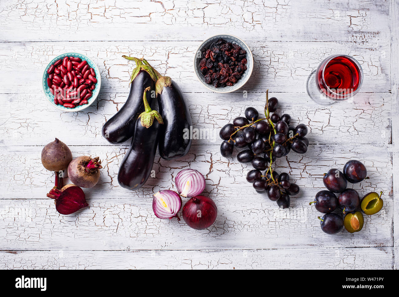 Collection of various purple food Stock Photo - Alamy