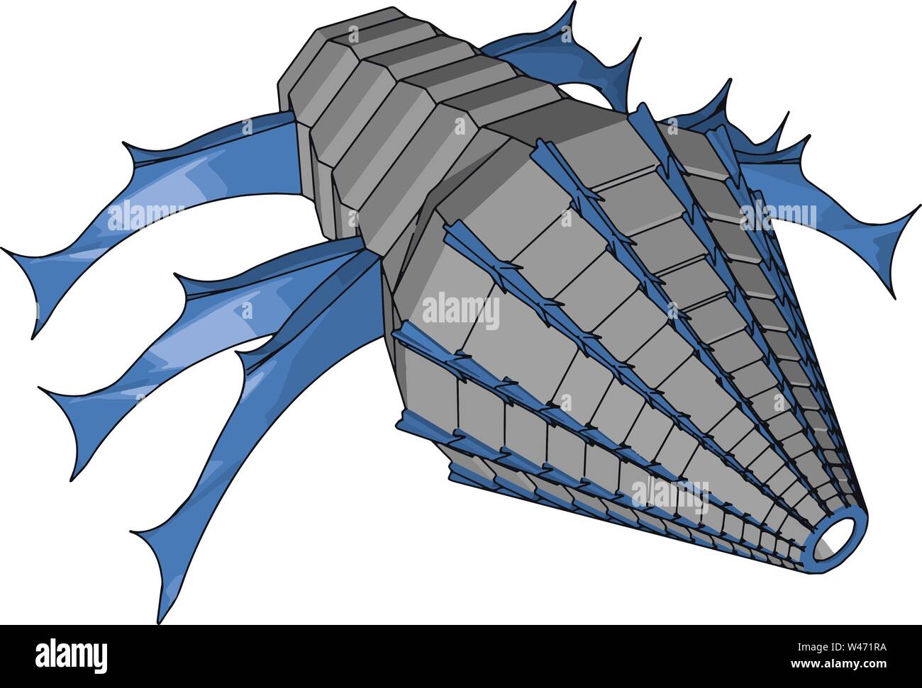 Cyborg bug with blue legs, illustration, vector on white background ...