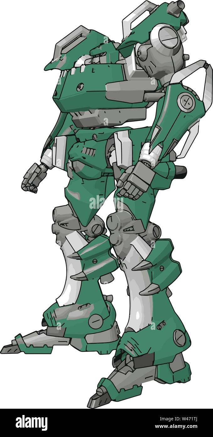 Green model of robot, illustration, vector on white background Stock ...