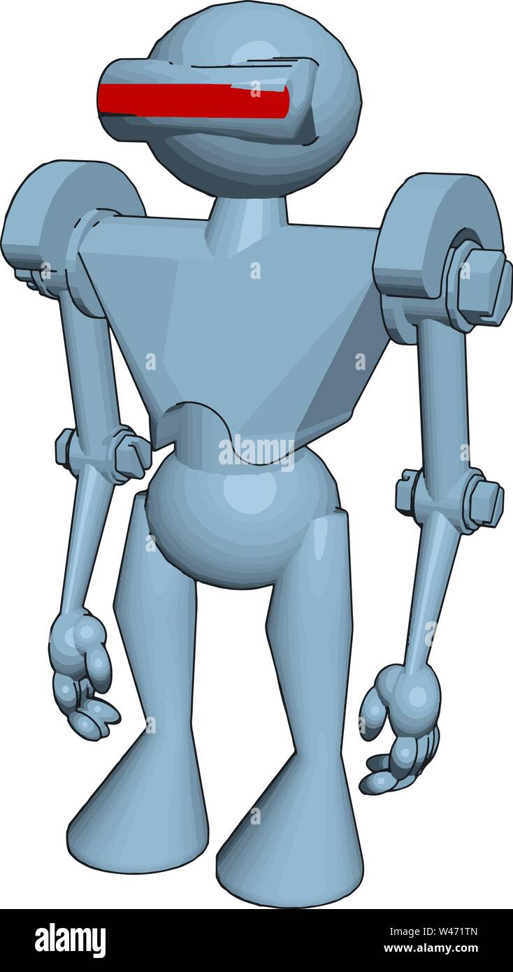 Blue robot, illustration, vector on white background Stock Vector Image ...