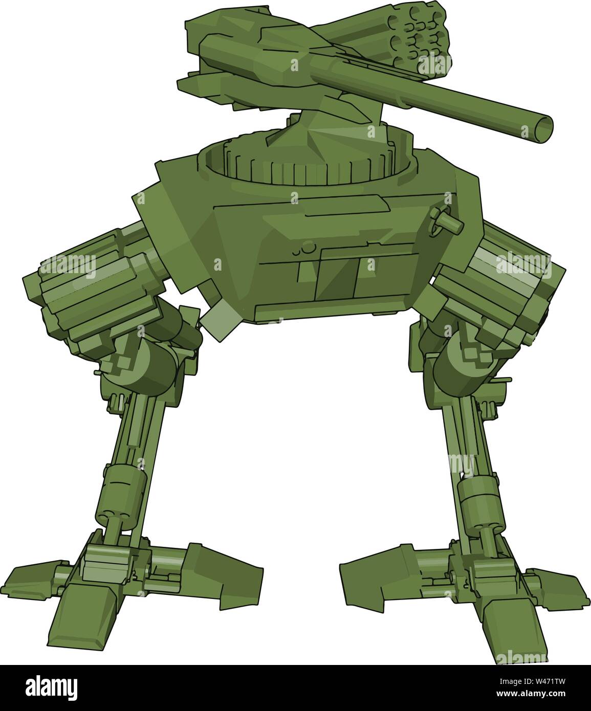 Green war robot, illustration, vector on white background Stock Vector ...