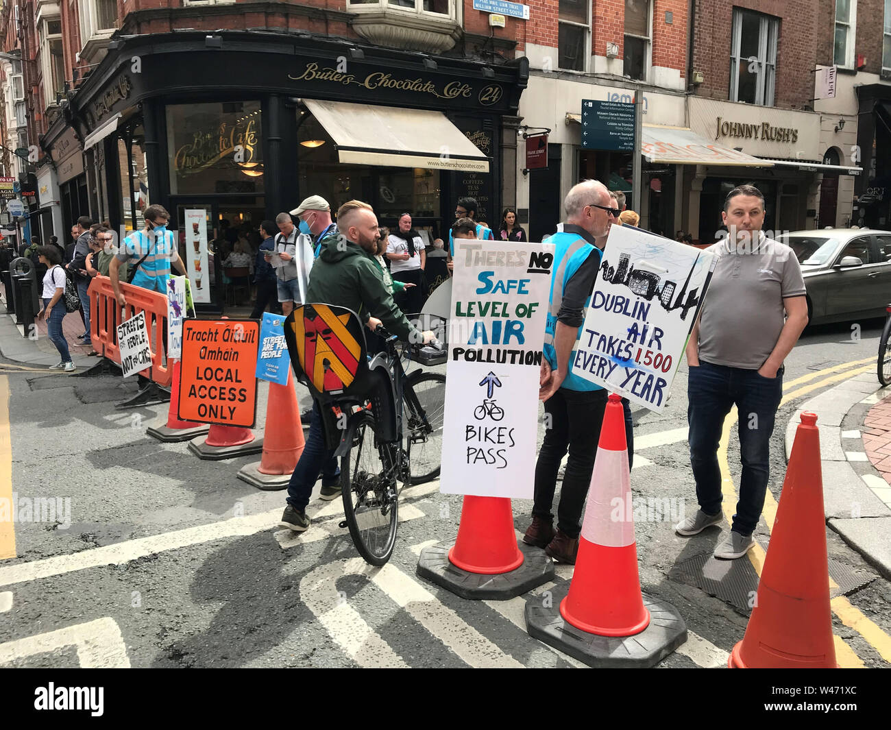 Signs put up by a group of transport and environmental activists, who ...