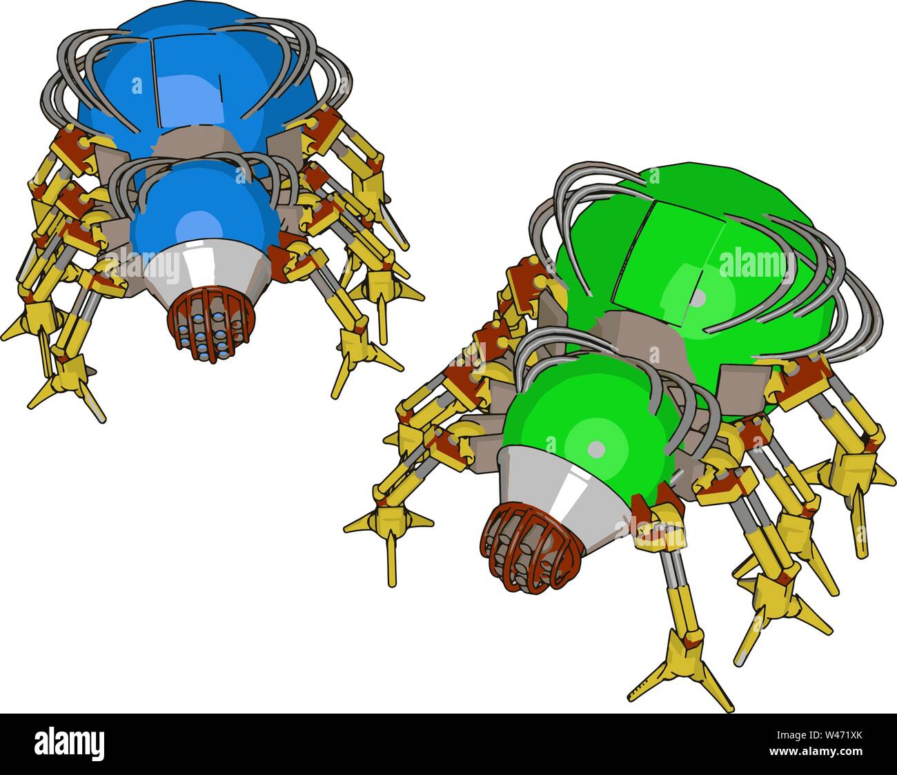 Blue and green robot bug, illustration, vector on white background ...