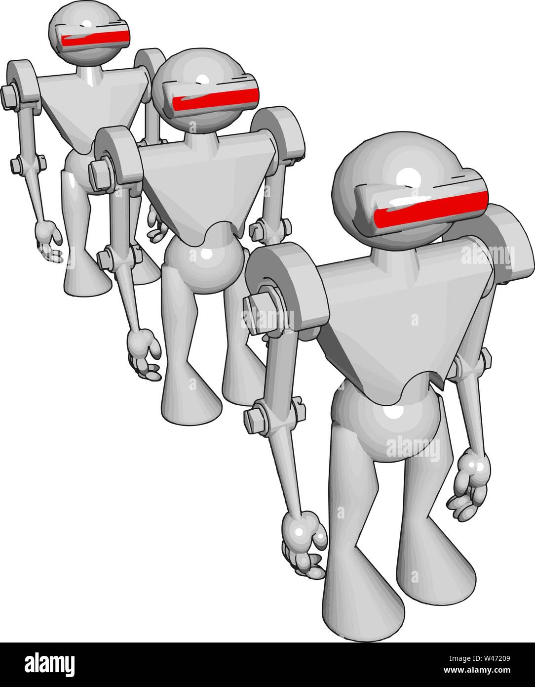 White robots, illustration, vector on white background Stock Vector ...