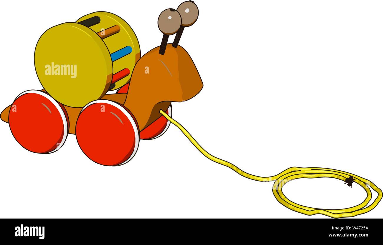 Little snail toy, illustration, vector on white background Stock Vector ...