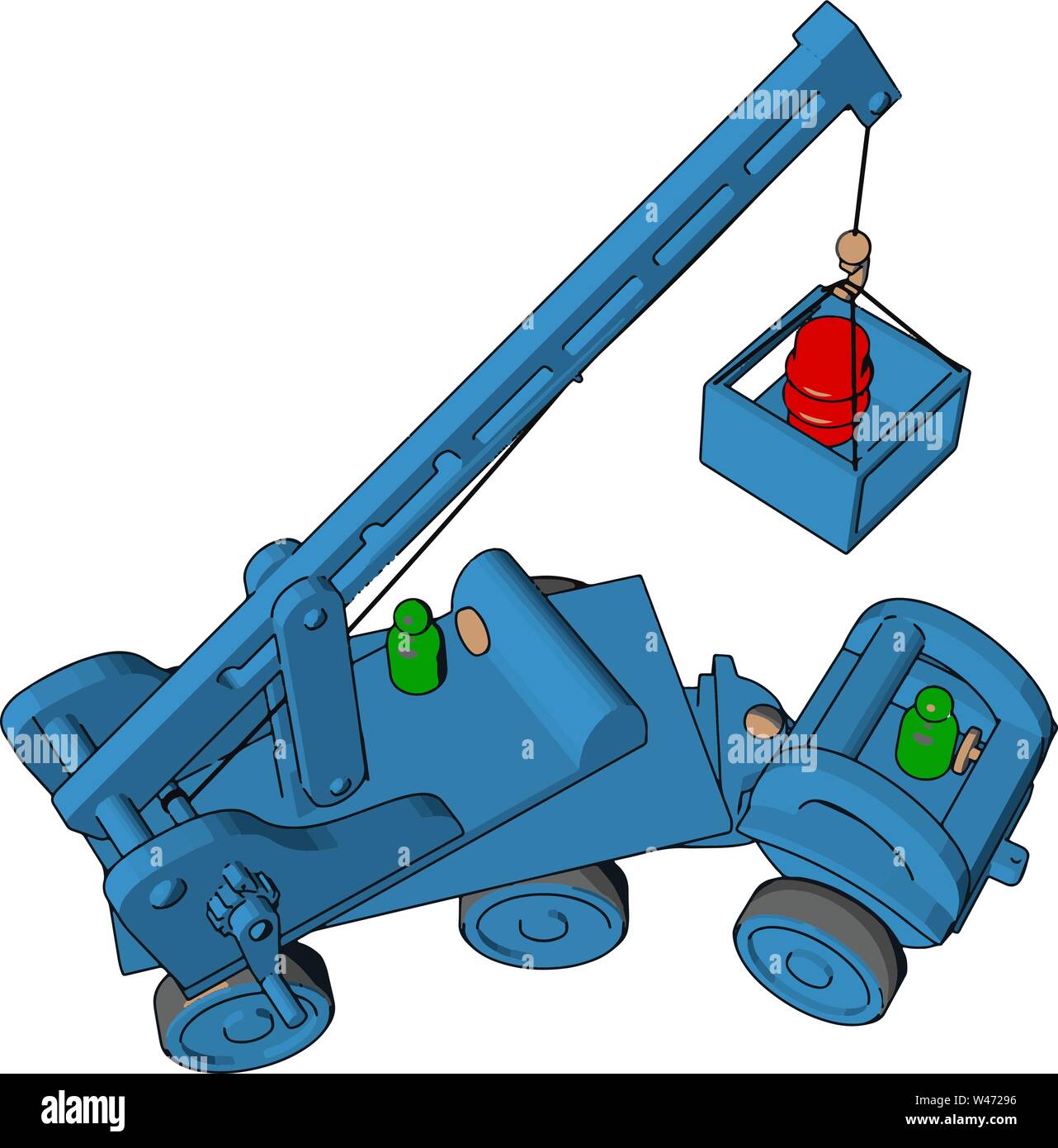 Blue construction vehicles toy, illustration, vector on white ...
