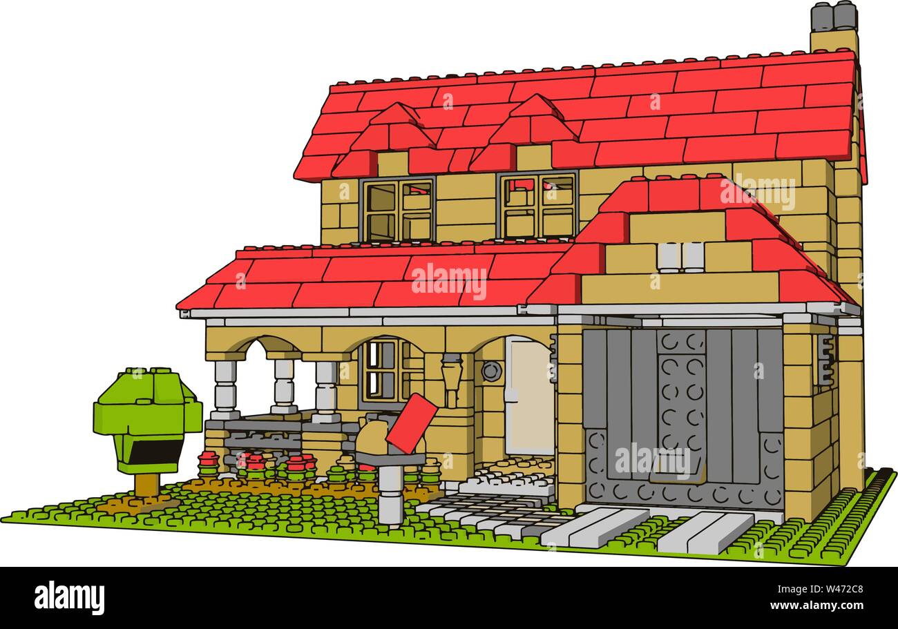 Yellow house, illustration, vector on white background Stock Vector ...