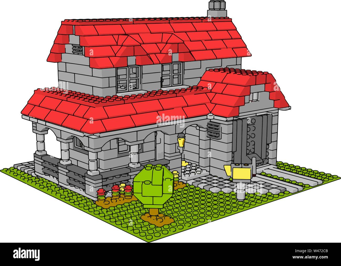 House of bricks, illustration, vector on white background Stock Vector ...