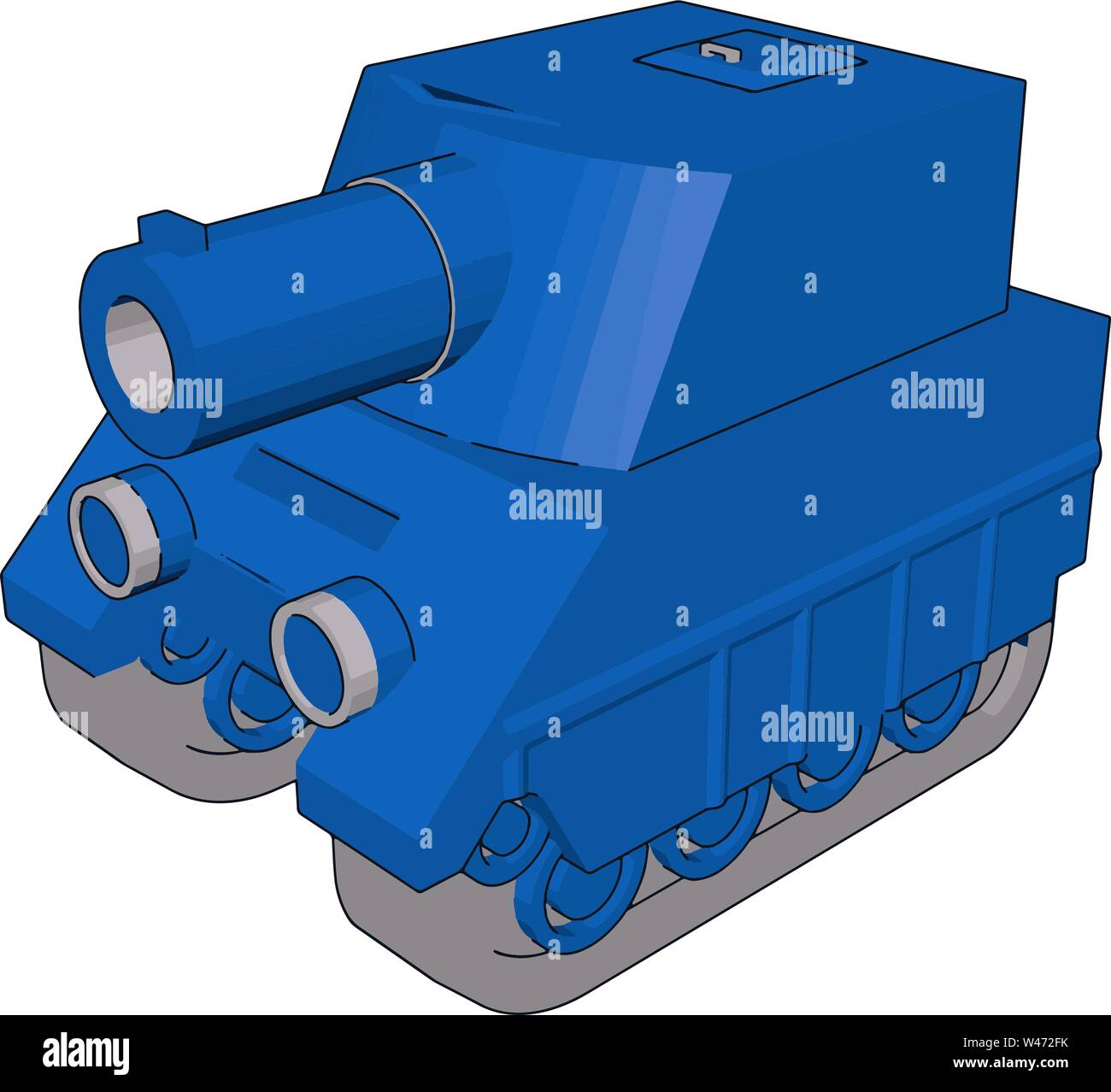 Small blue tank, illustration, vector on white background Stock Vector ...