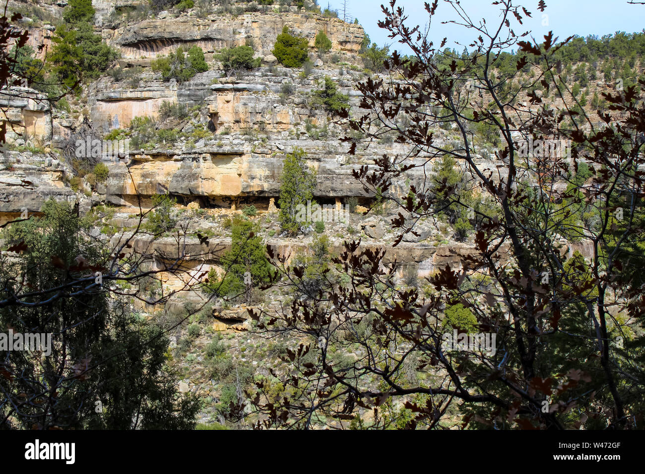 Native American mountain side dwelling from across the canyon in Walnut ...