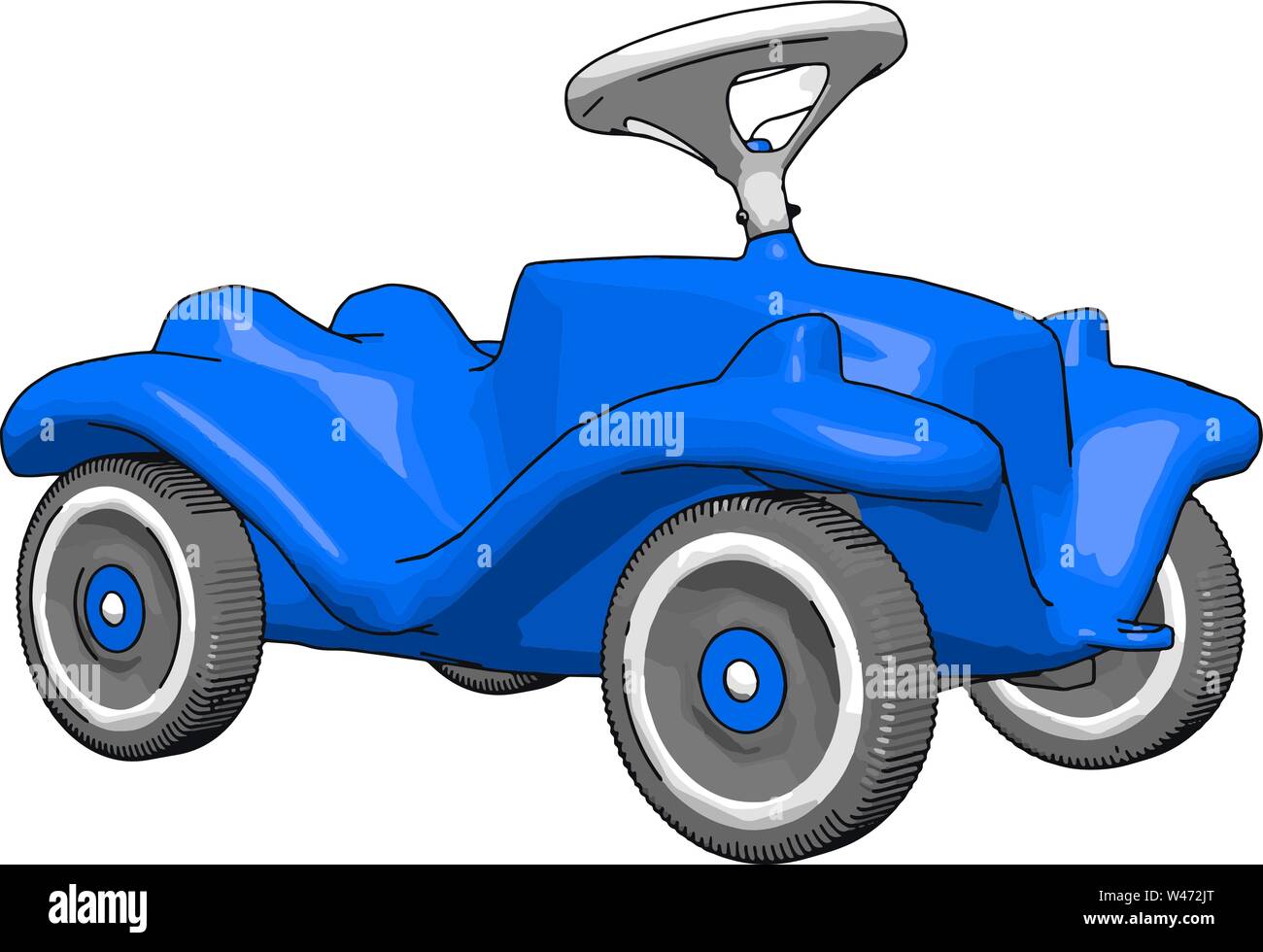 Blue kids car, illustration, vector on white background Stock Vector ...