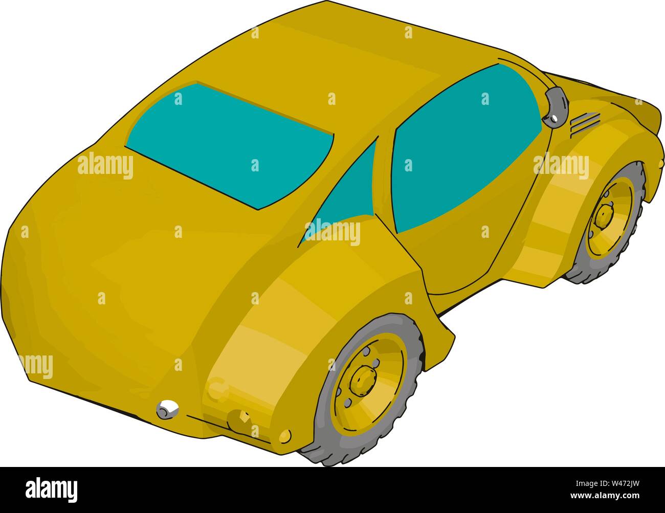 Cool yellow car, illustration, vector on white background Stock Vector ...
