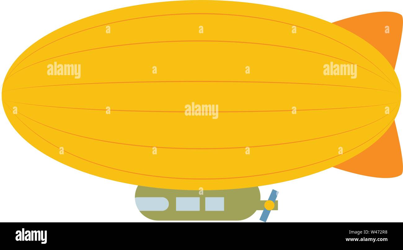 Yellow airship, illustration, vector on white background Stock Vector ...