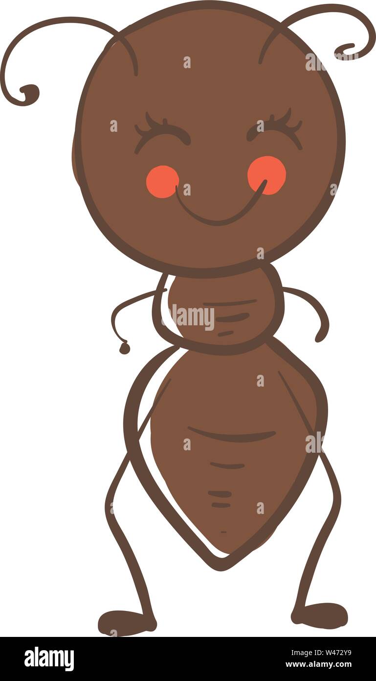 Shy little ant, illustration, vector on white background Stock Vector ...
