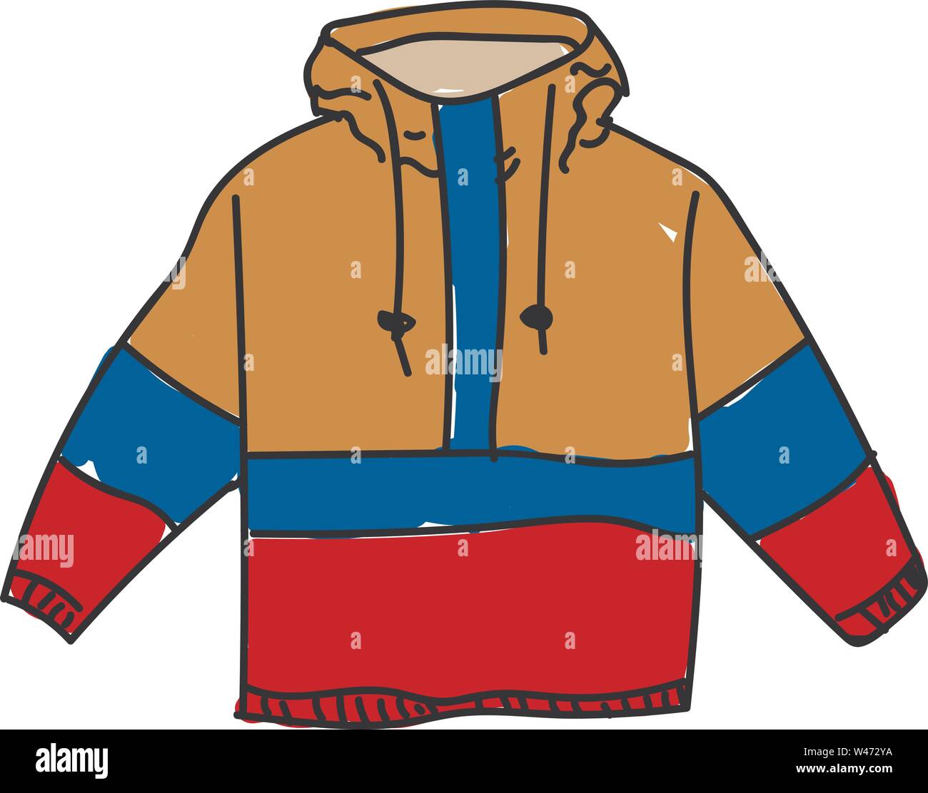 Anorak jacket, illustration, vector on white background Stock Vector ...