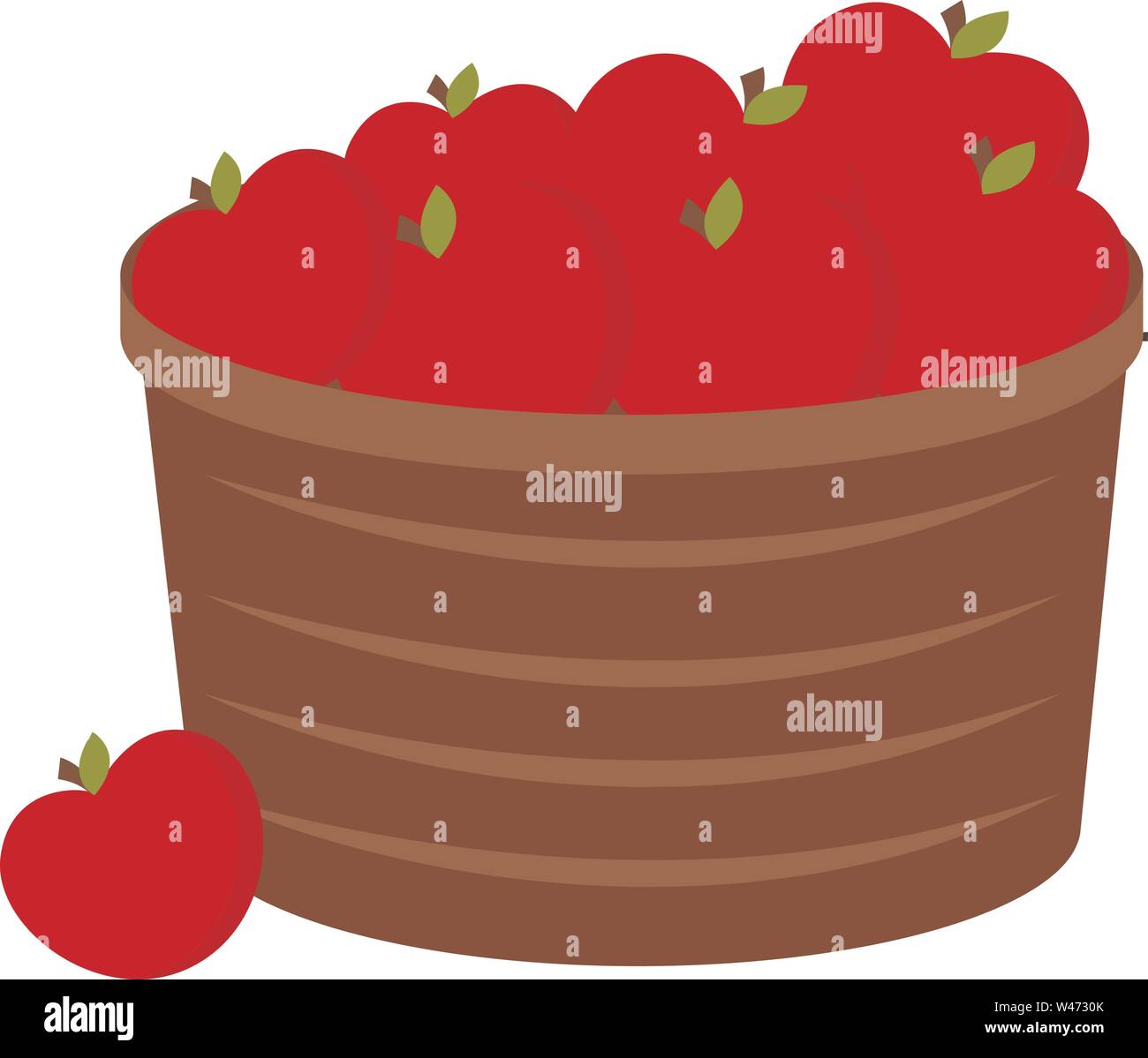 Apples in bucket, illustration, vector on white background Stock Vector ...
