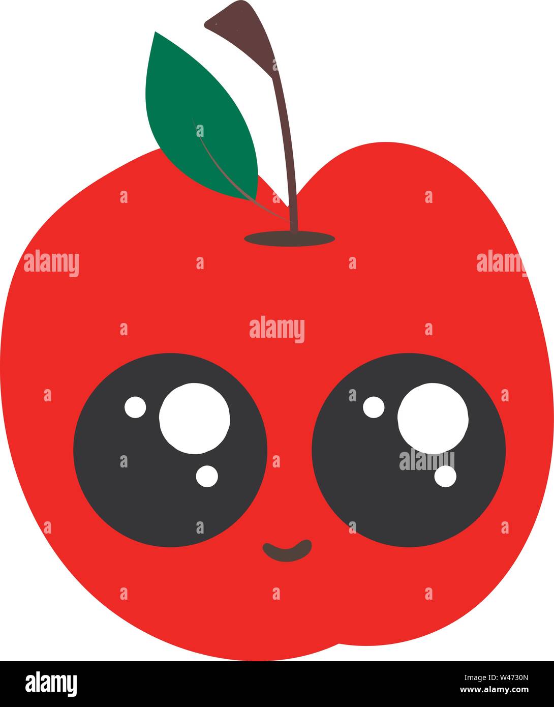 Cute red apple, illustration, vector on white background Stock Vector ...