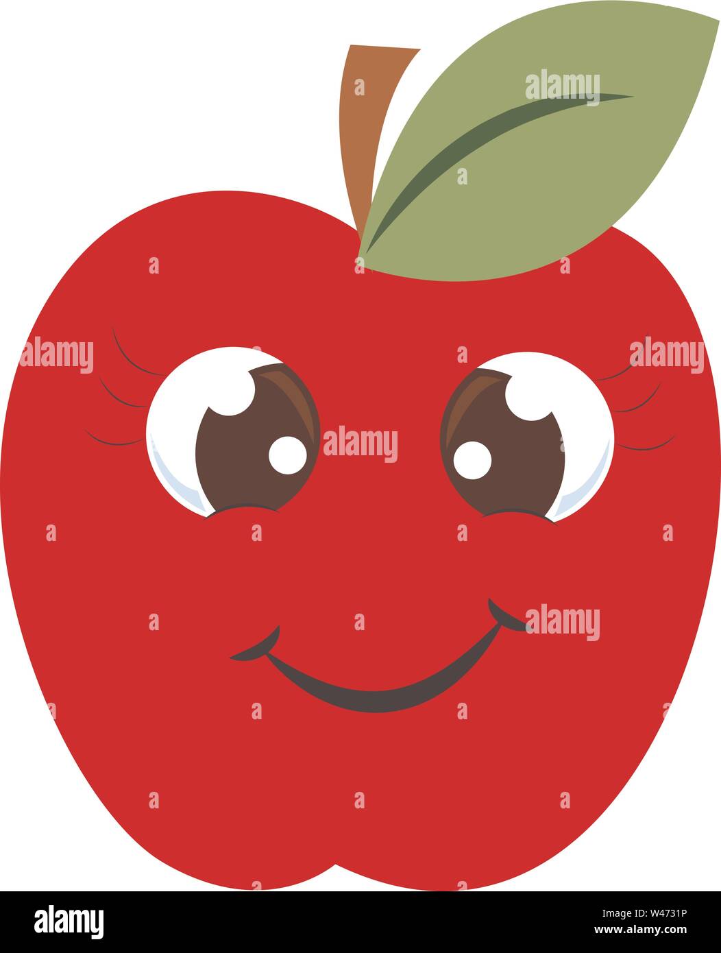 Happy red apple, illustration, vector on white background Stock Vector ...