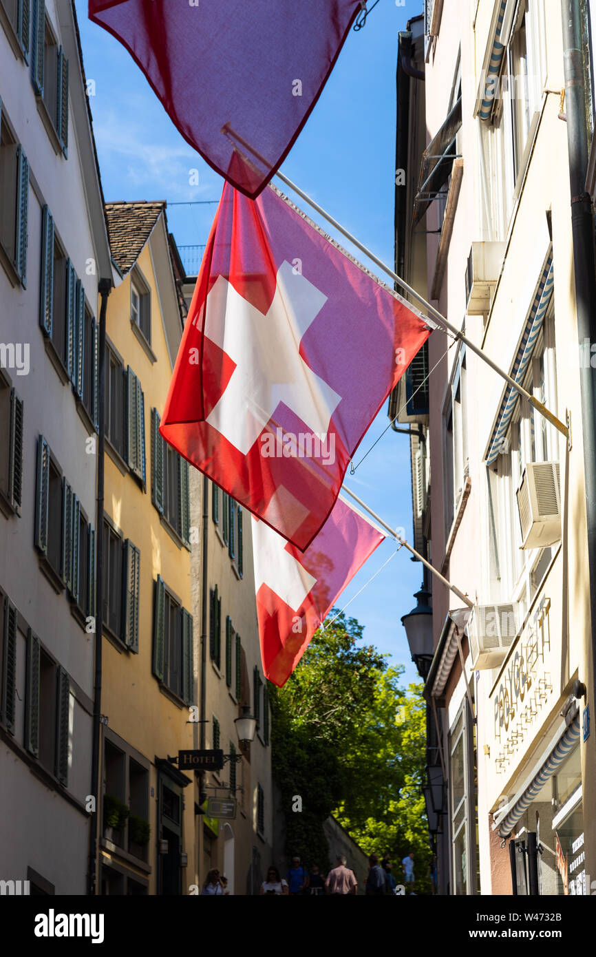 Swiss Flags In Zurich High Resolution Stock Photography and Images - Alamy
