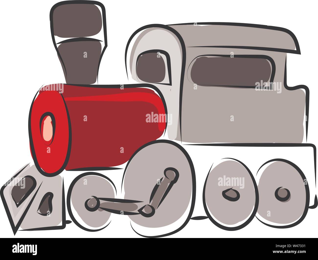 Train drawing, illustration, vector on white background Stock Vector ...