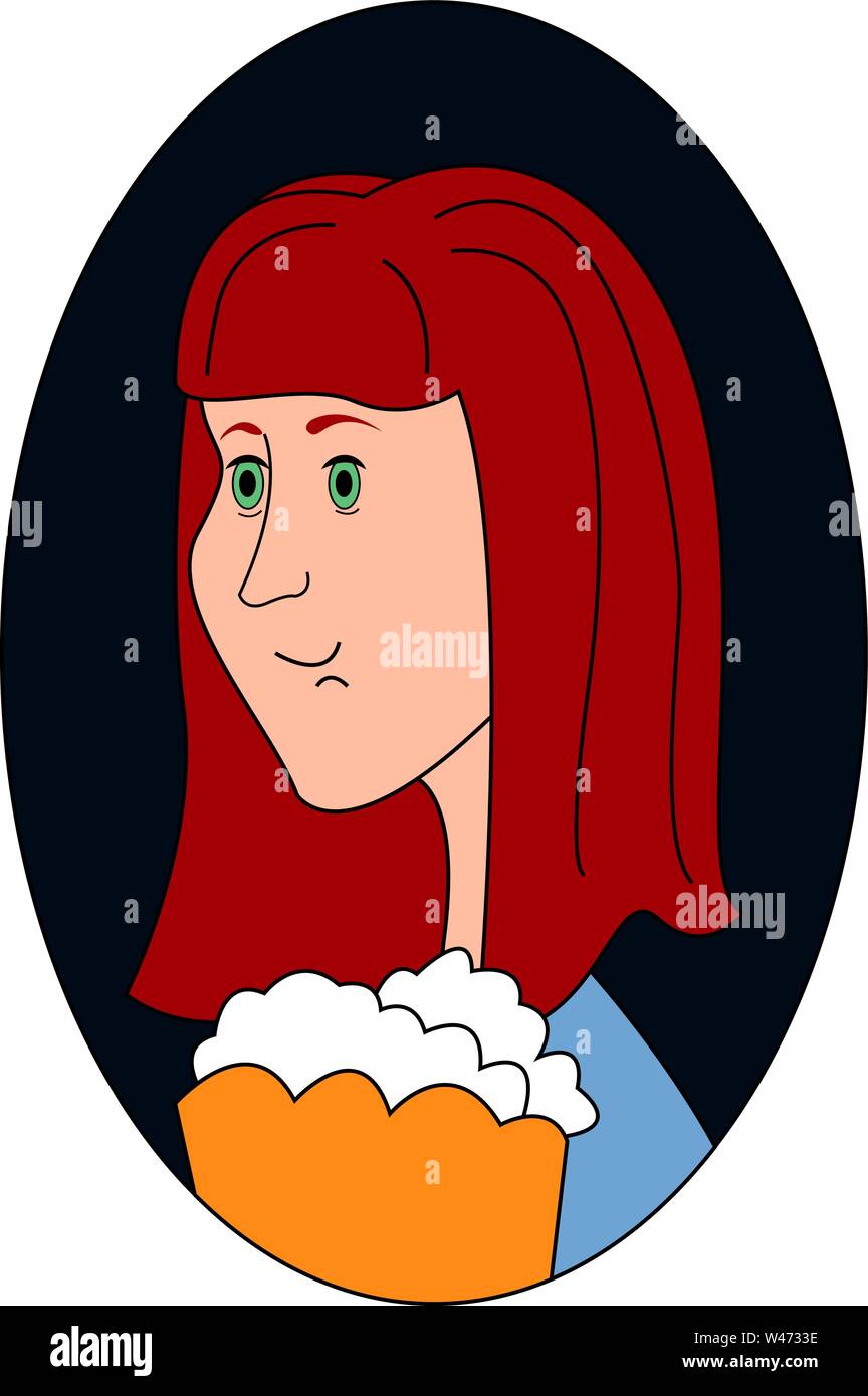 Girl at the cinema, illustration, vector on white background Stock ...