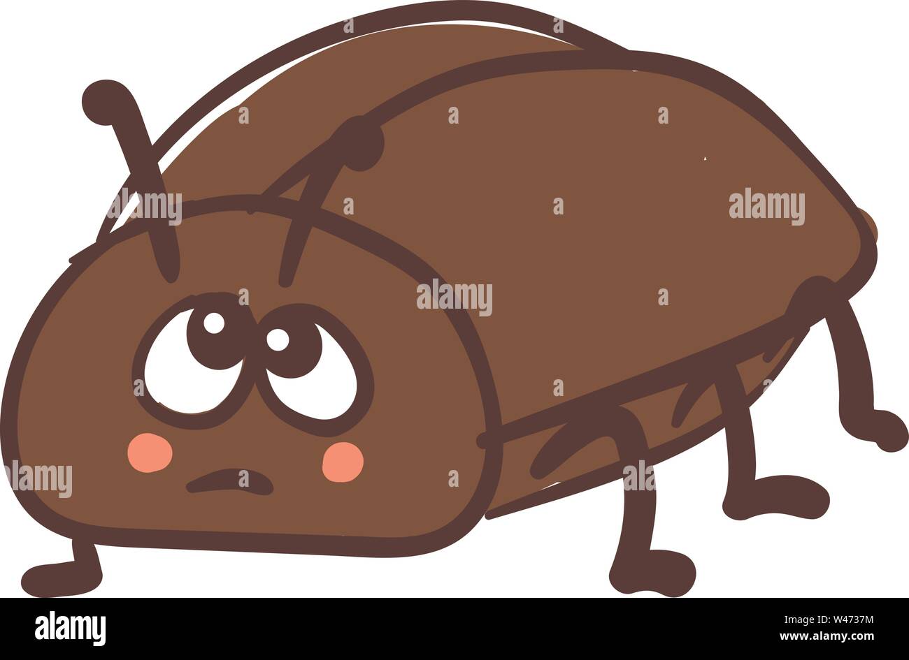 Sad beetle, illustration, vector on white background Stock Vector Image ...
