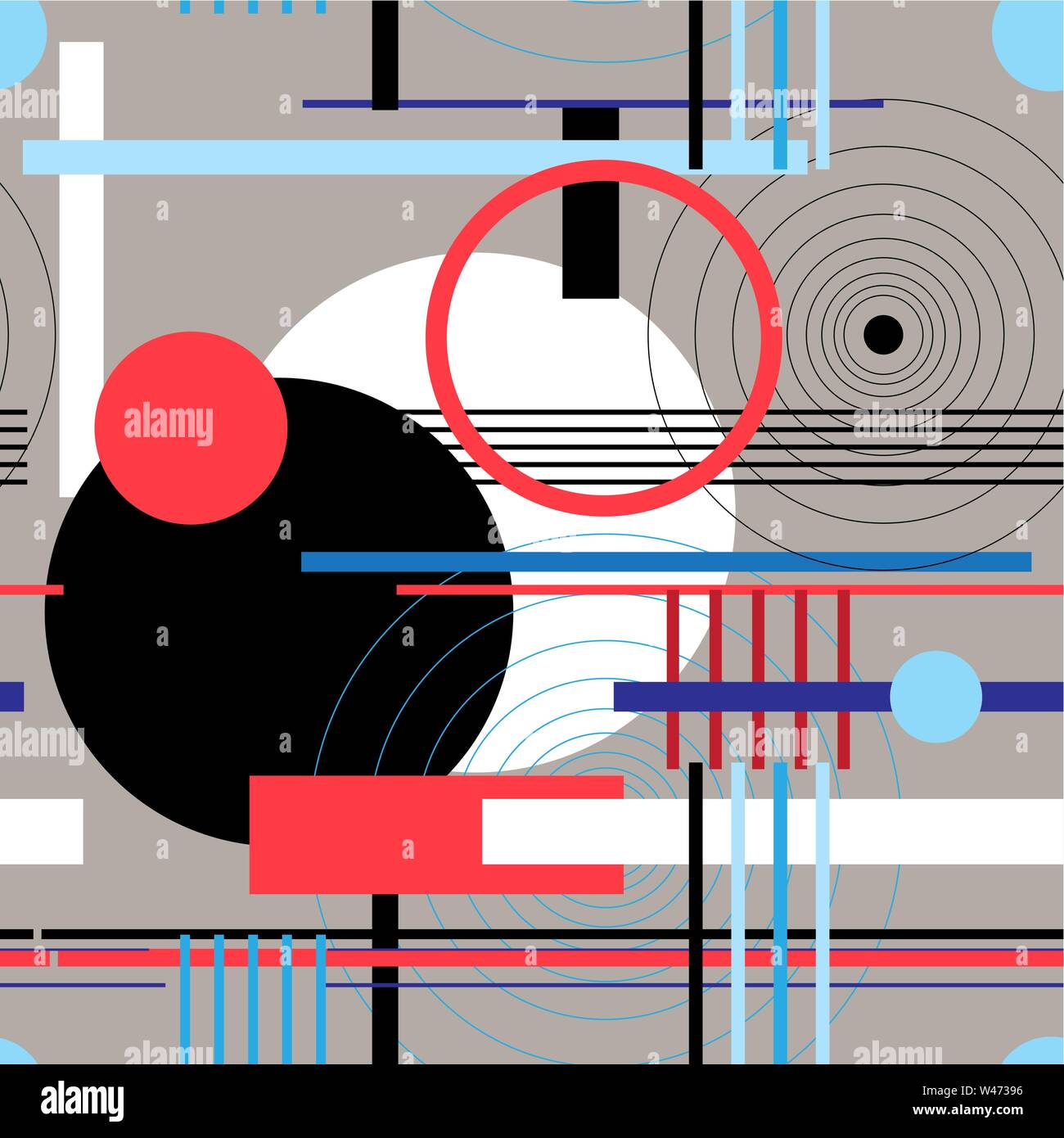 Seamless geometric abstract pattern of circle and lines. Design ...